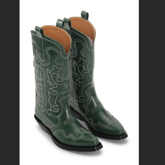 Ganni | Shoes | Ganni Green Cowboy Boots | Poshmark